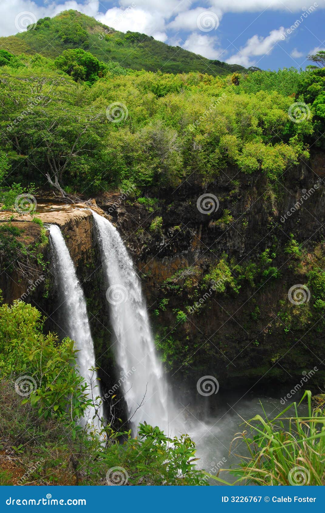 Panoramic Waterfall in Hawaii Stock Image - Image of mountains, flower ...