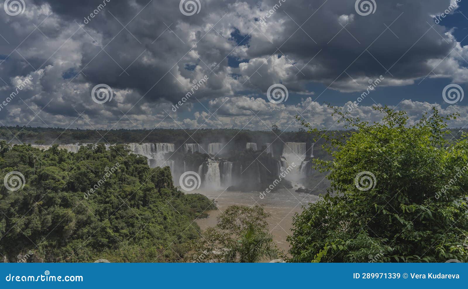 Panoramic Waterfall Landscape. Streams Cascade Collapse into the ...