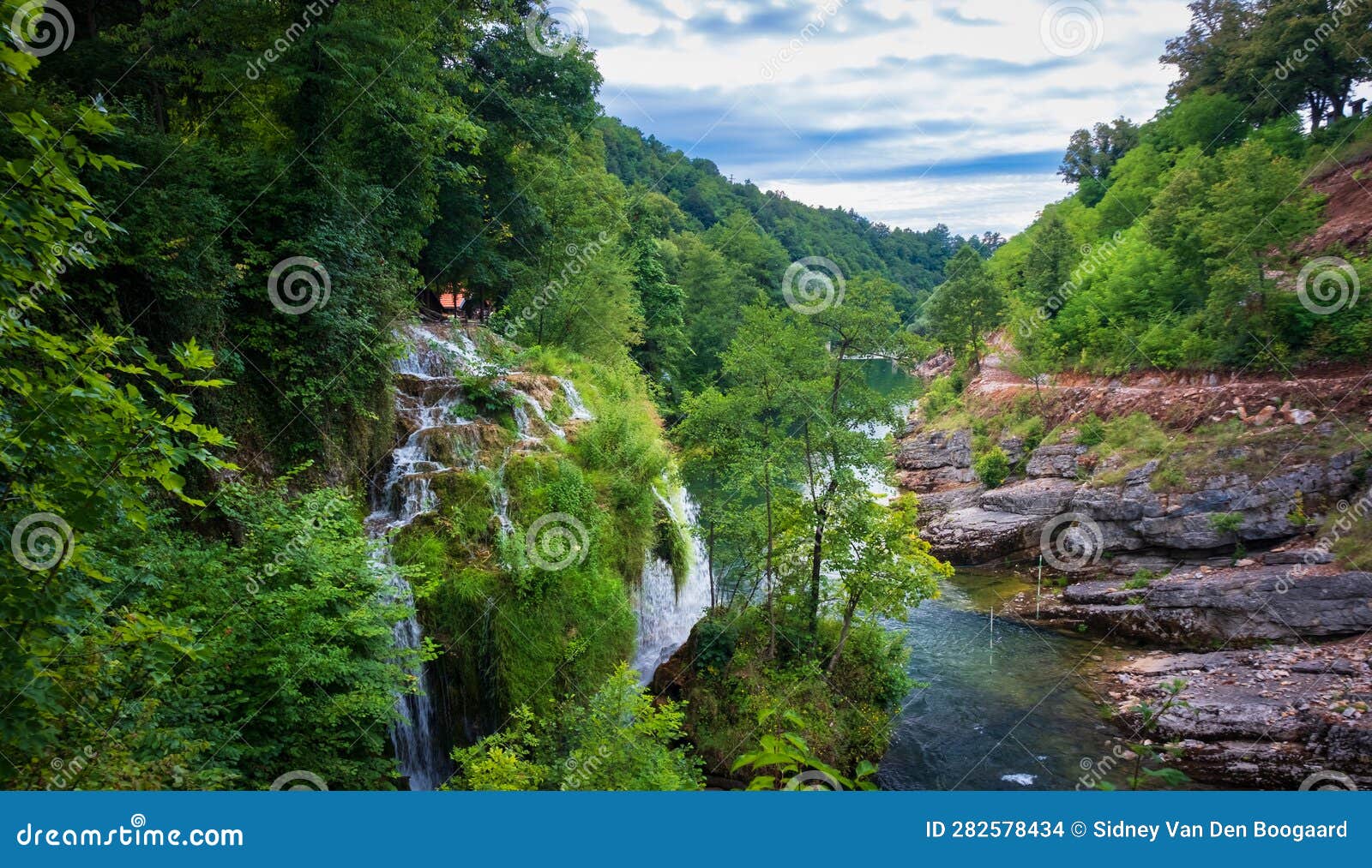Panoramic Waterfall Lanscape in the Forest on a Cloudy Afternoon in ...