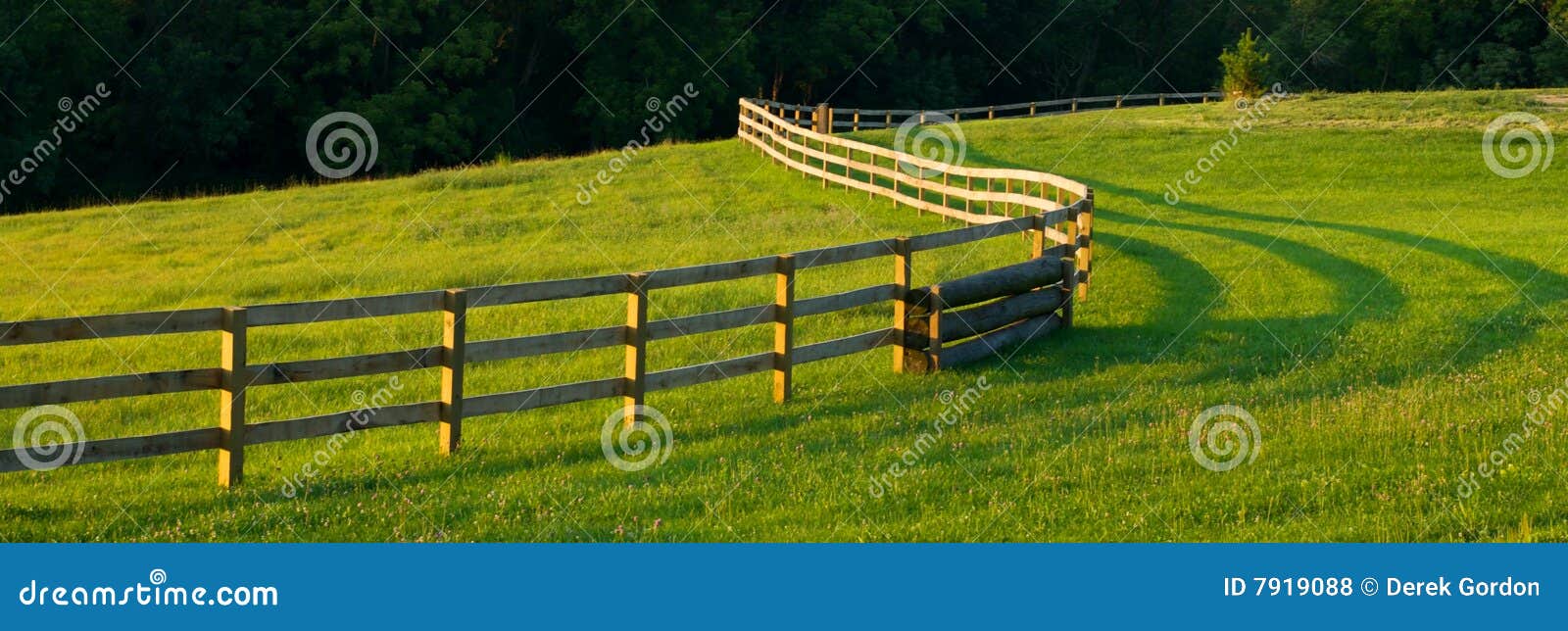 Panoramic Winding Fence in Farm Fields Stock Photo - Image of trees ...