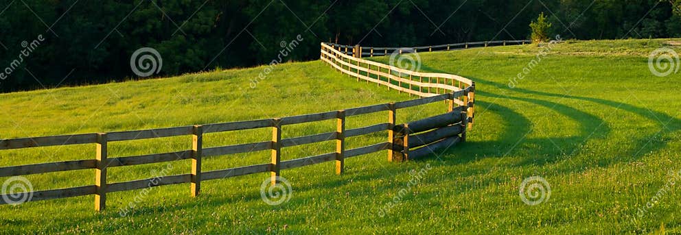 Panoramic Winding Fence in Farm Fields Stock Photo - Image of trees ...