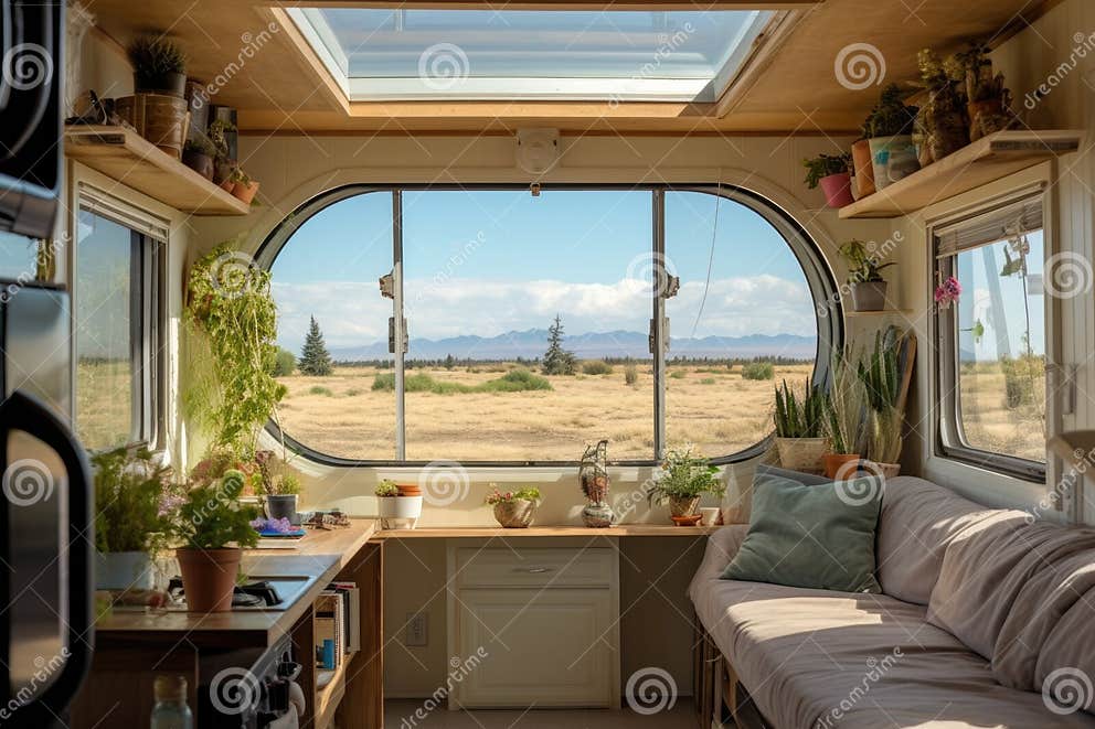 Panoramic Window View from Inside a Tiny Home Stock Photo - Image of ...