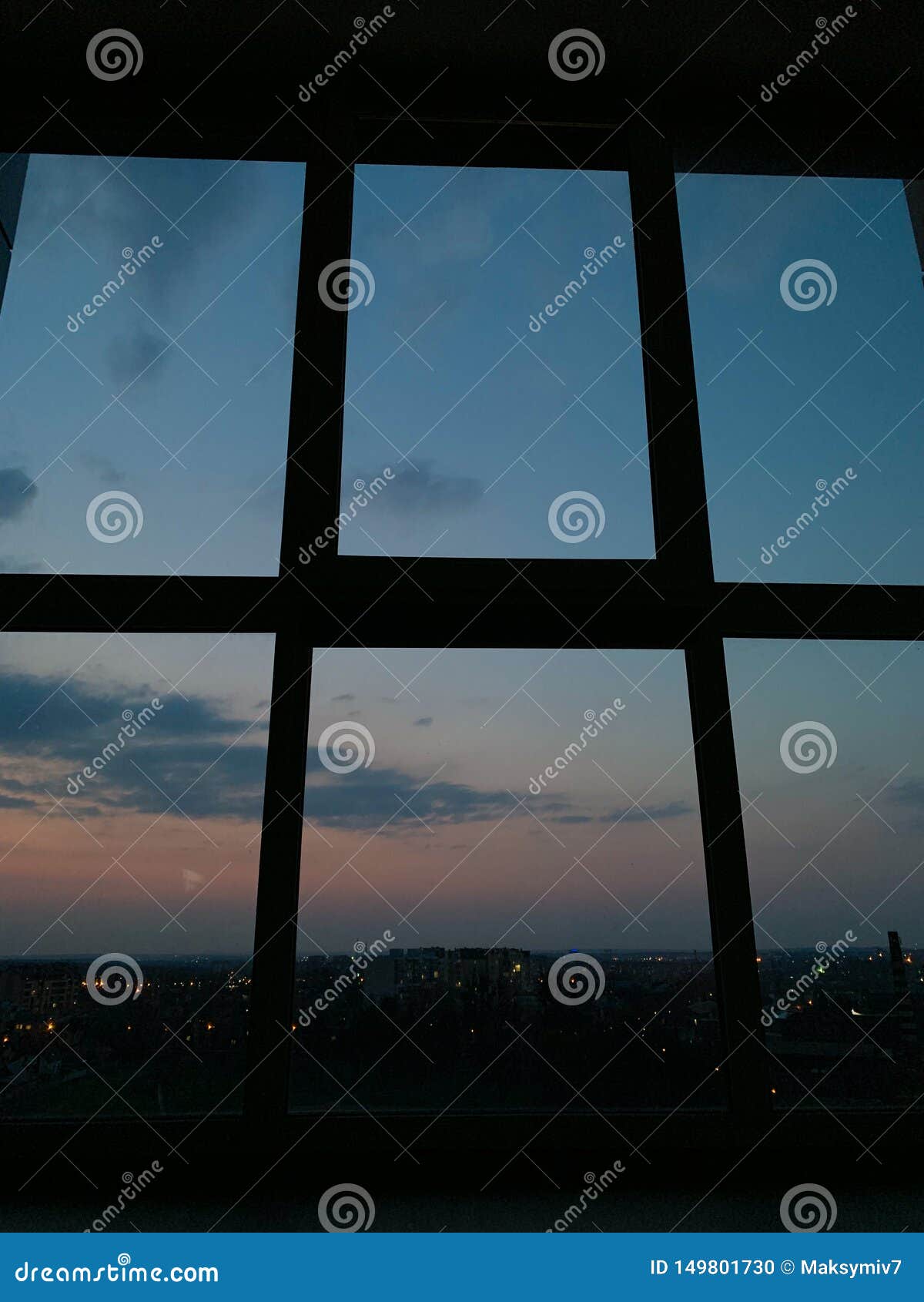 Panoramic Windows Overlooking Beautiful Golden Sunset. View from Home ...