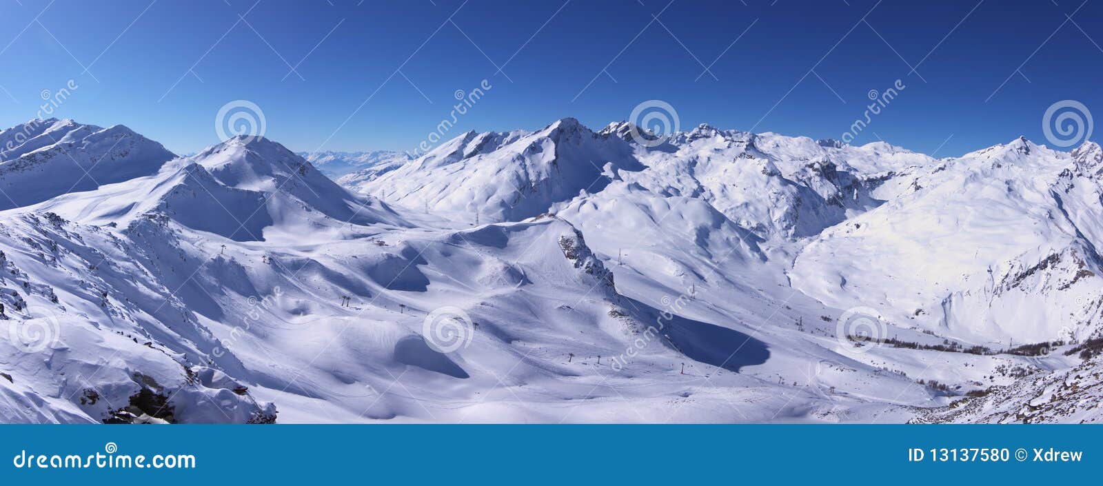 Panoramic winter mountains stock photo. Image of range - 13137580