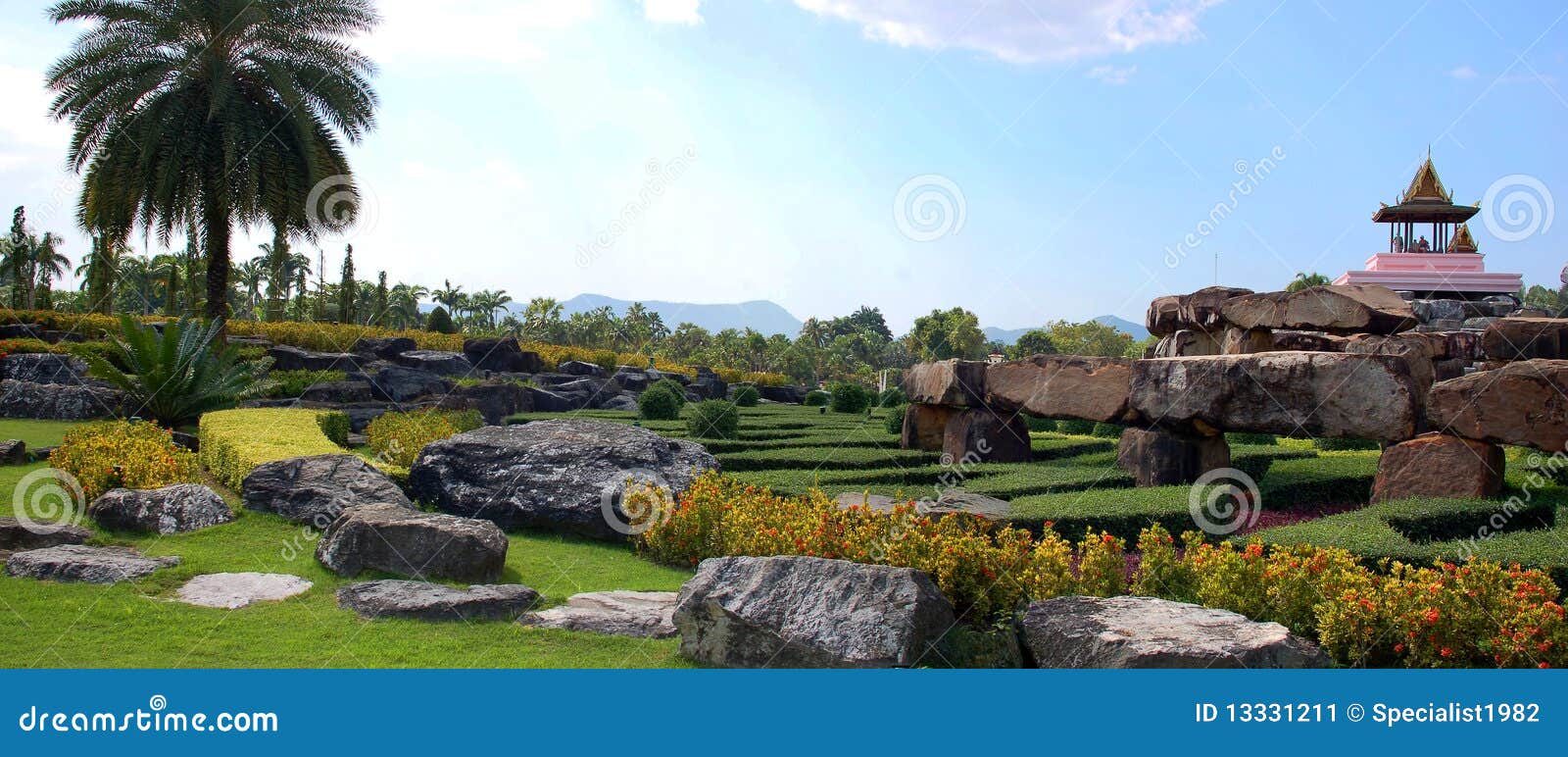 Panoramisch Aziatisch Traditioneel Landschap Stock Afbeelding - Image ...