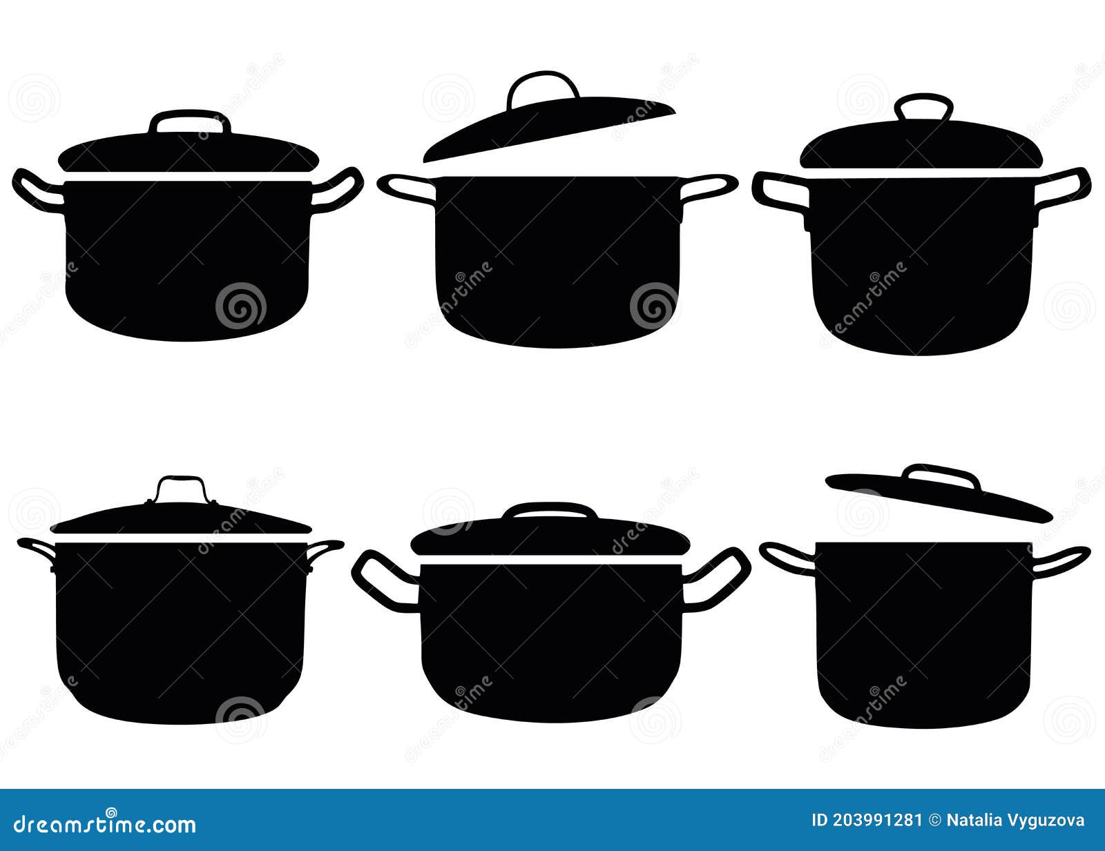 Pans logos in a set stock vector. Illustration of logos - 203991281