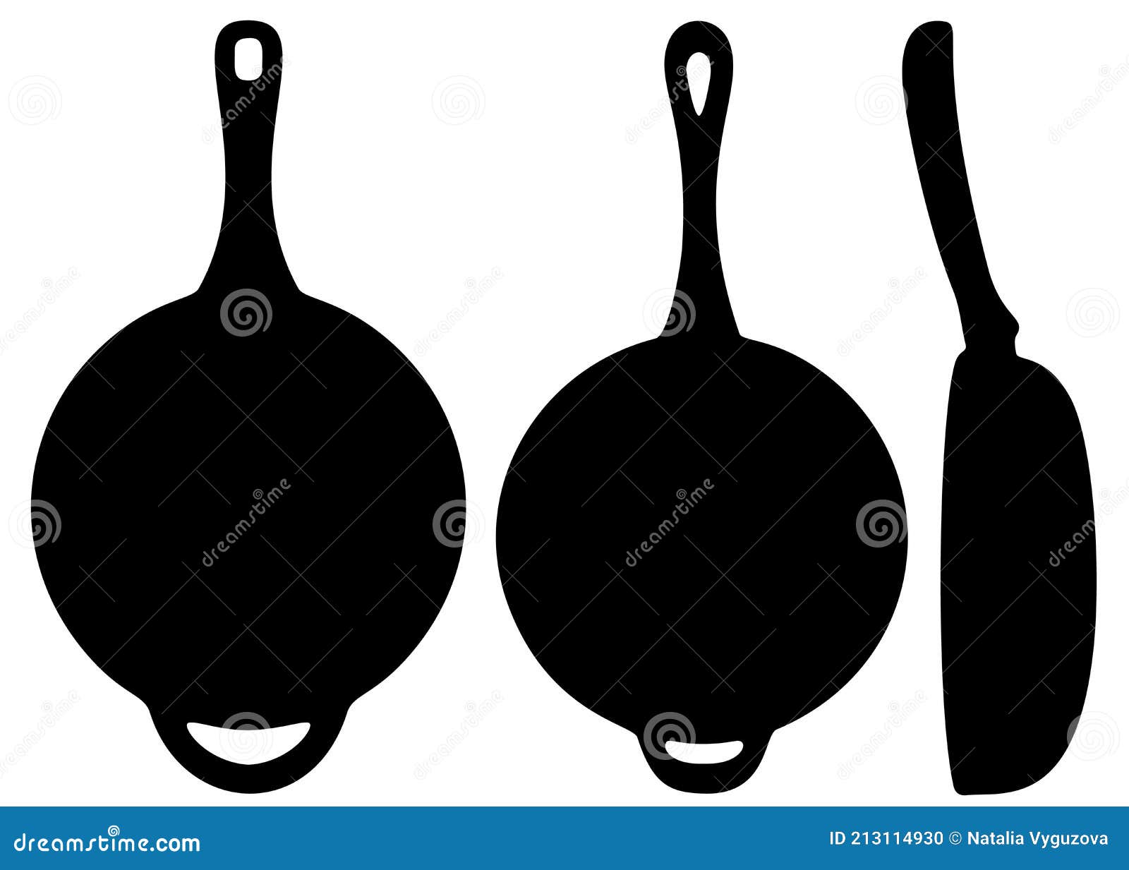 Pans in the set. stock vector. Illustration of black - 213114930