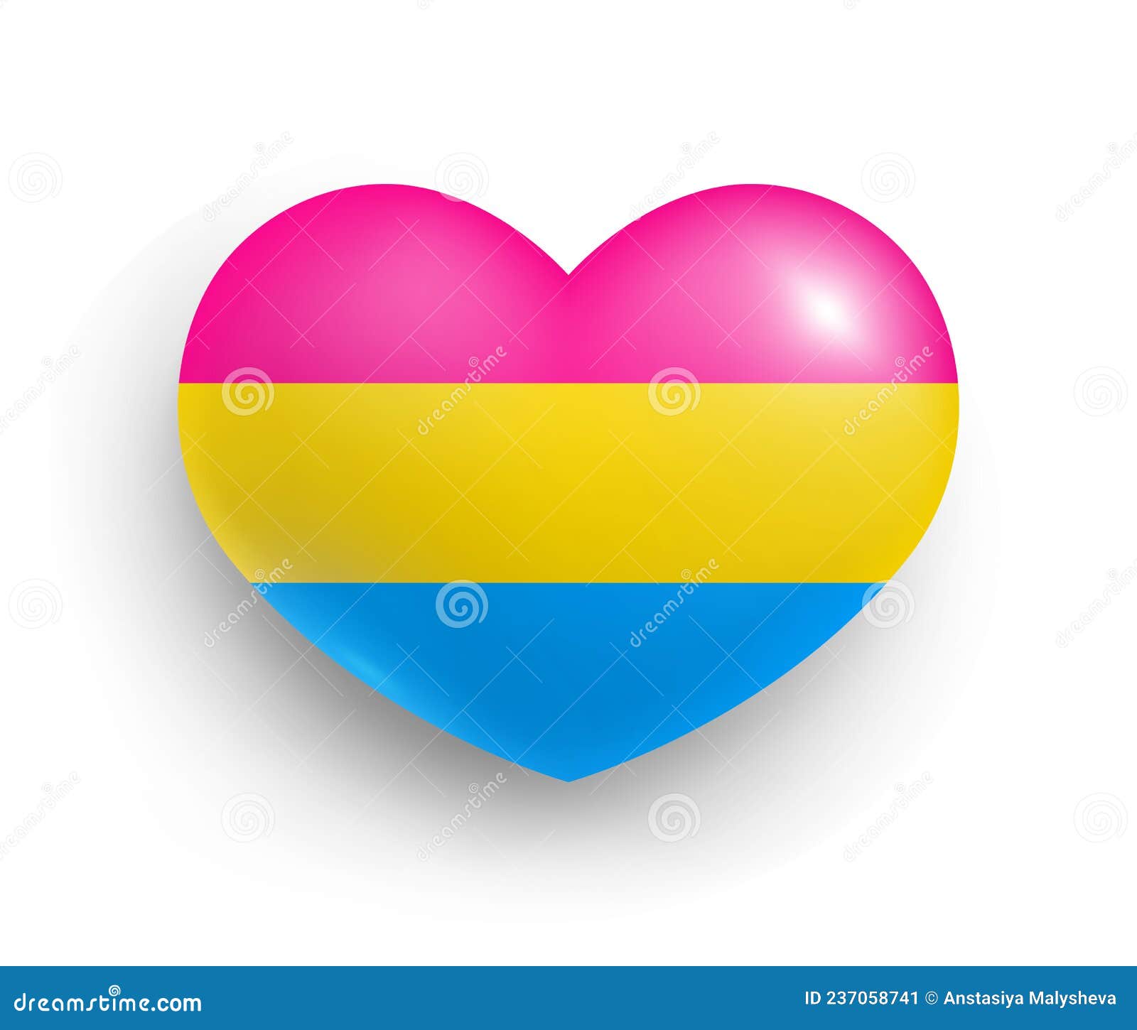 Pansexual Pride Flag Of Heart Shape Glossy Badge Stock Vector