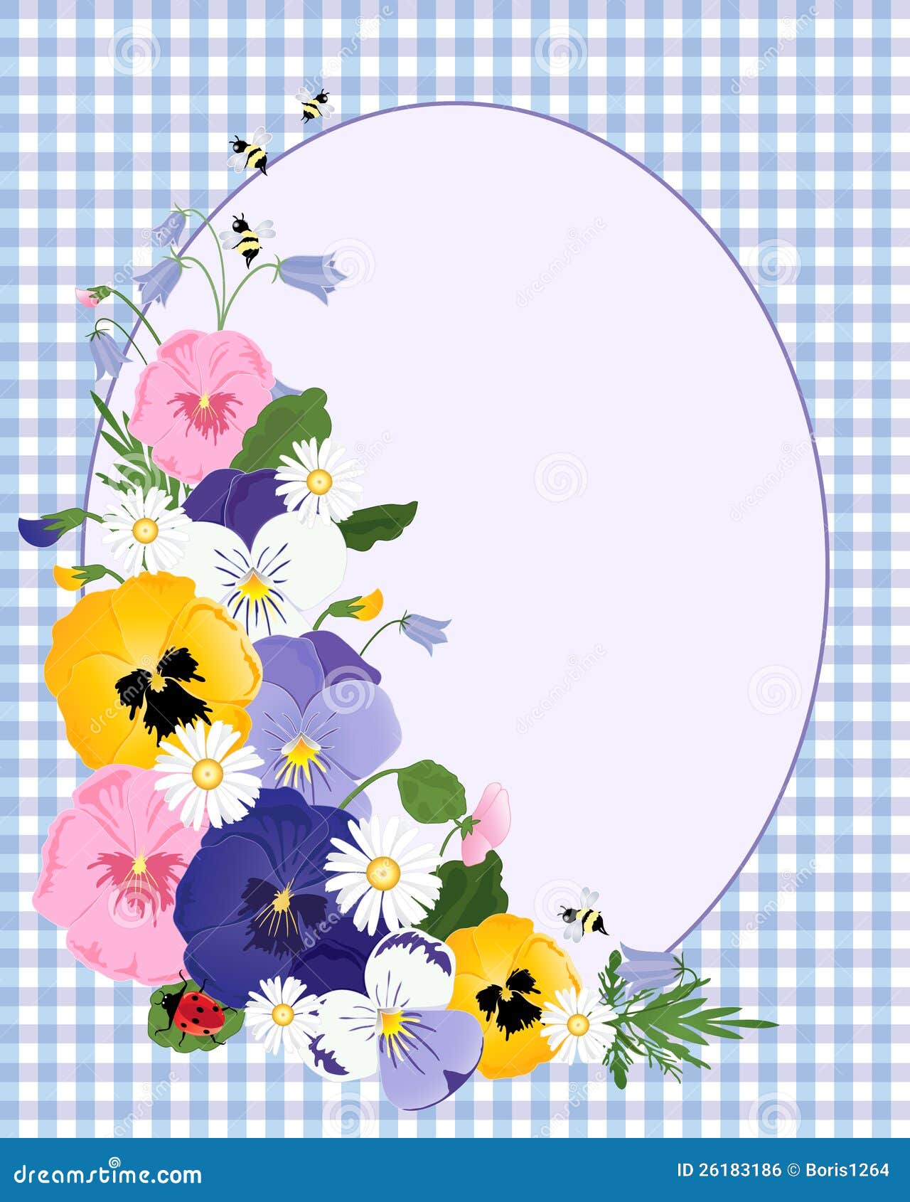 Pansy border stock vector. Illustration of flowers, bees - 26183186