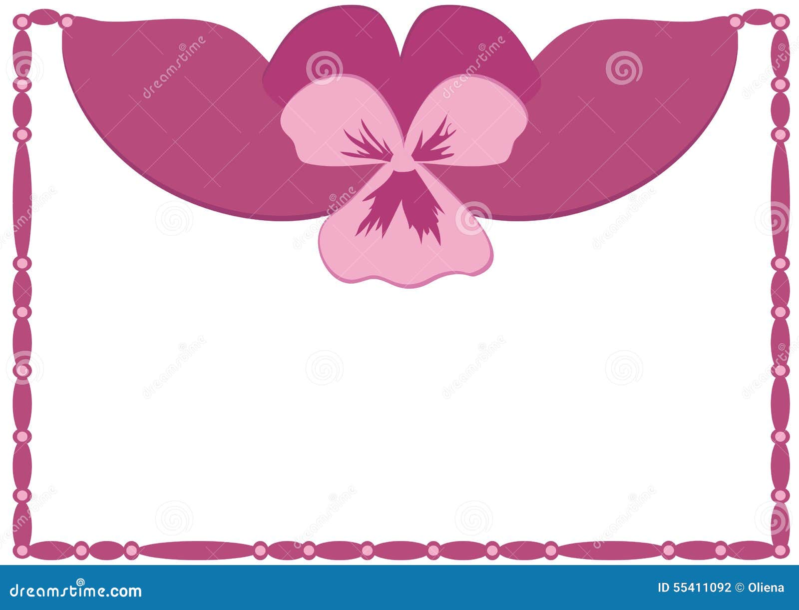 Pansy with border stock illustration. Illustration of gift - 55411092