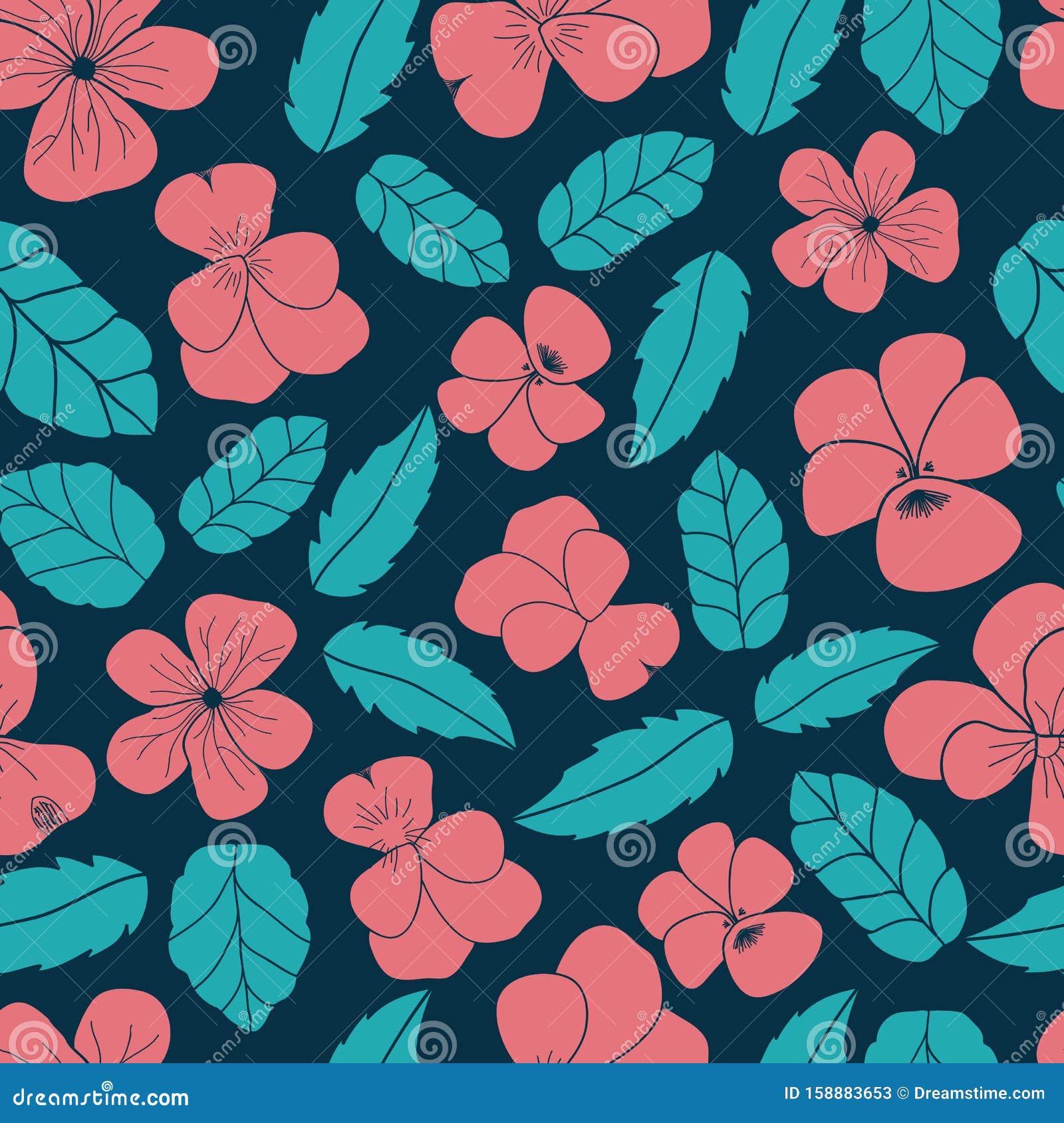 Pansy Floral Leaf Scatter Vector Seamless Pattern Stock Vector ...