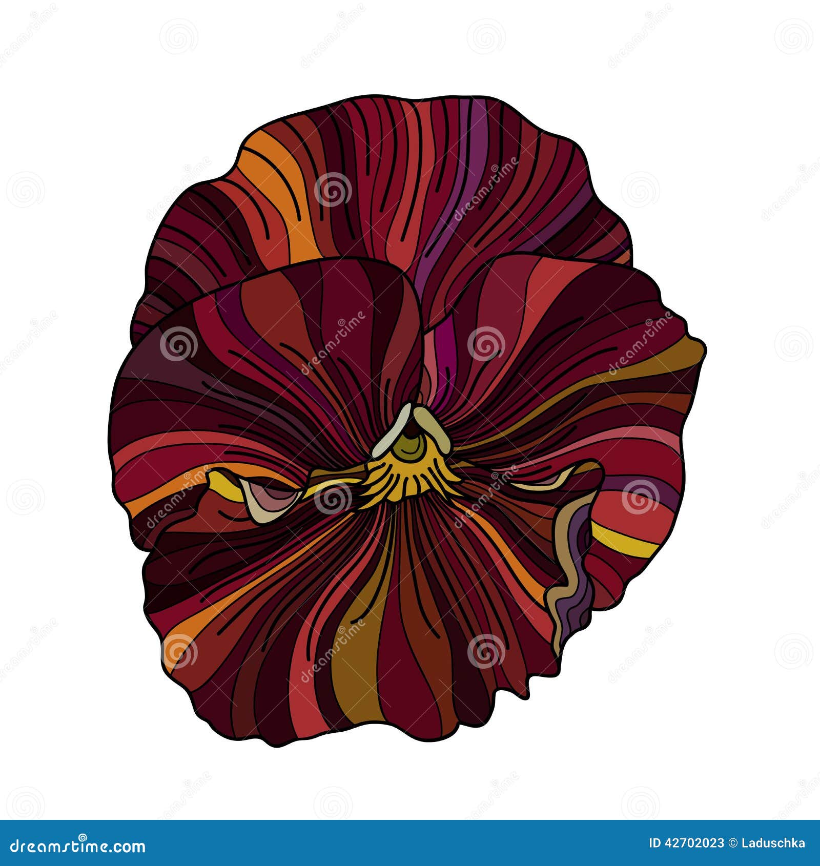 Pansy flower drawing stock vector. Illustration of decorative - 42702023
