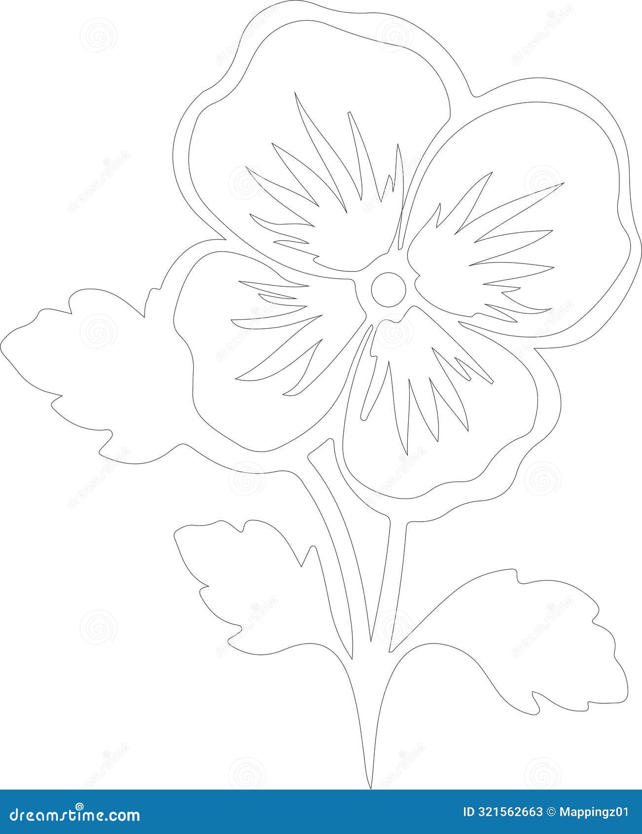 Pansy Outline Silhouette Generative Ai Stock Vector - Illustration of ...