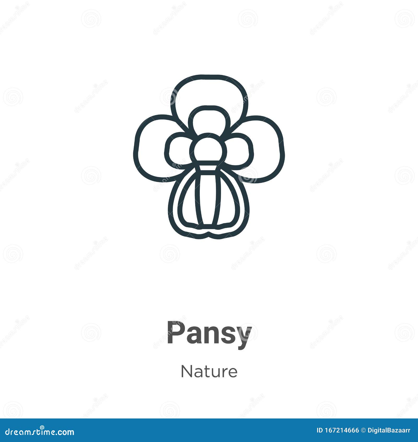 Pansy Outline Vector Icon. Thin Line Black Pansy Icon, Flat Vector ...