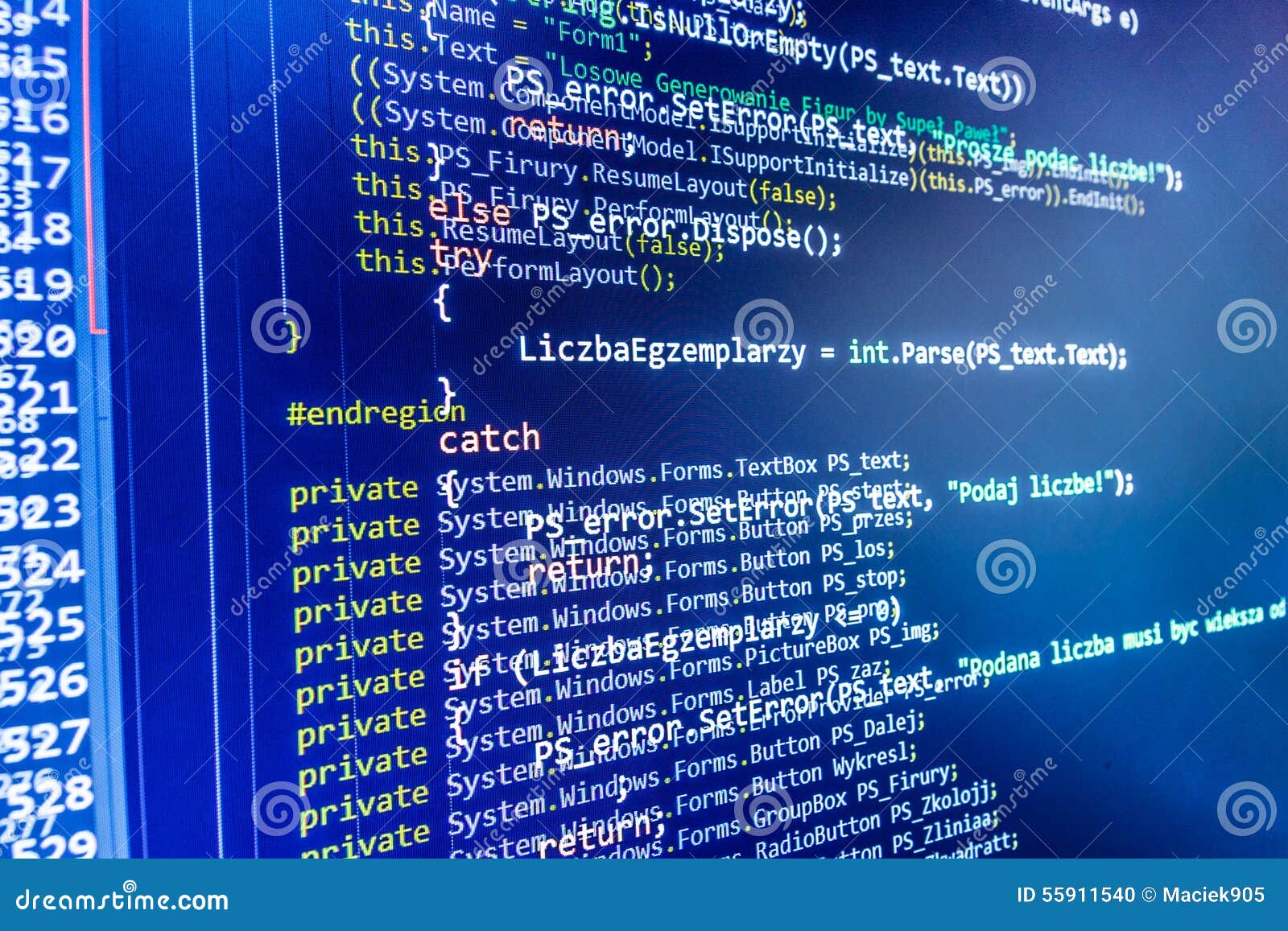 Pantalla Programada Del Código Fuente De La Codificación Foto de ...