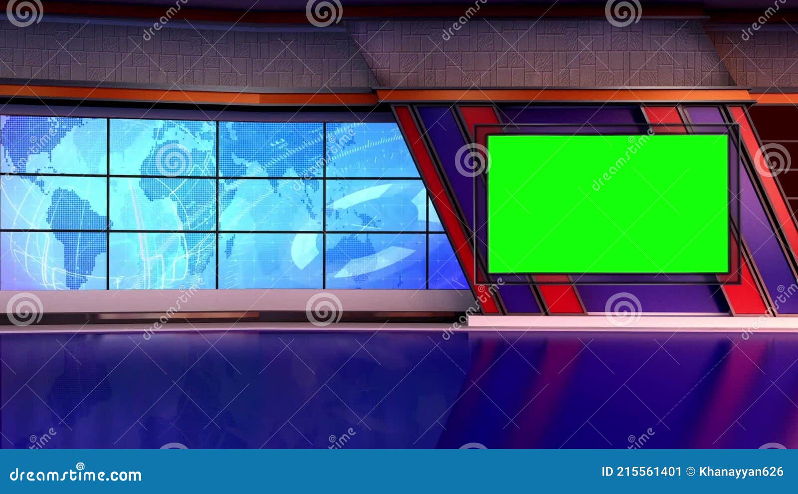 Pantalla Verde De Set De Virtual News Studio Almacen De Video - Vídeo ...