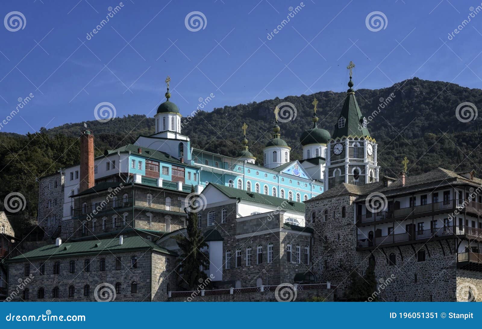 Panteleimon Monastery on the Holy Mount Athos. Stock Image - Image of ...