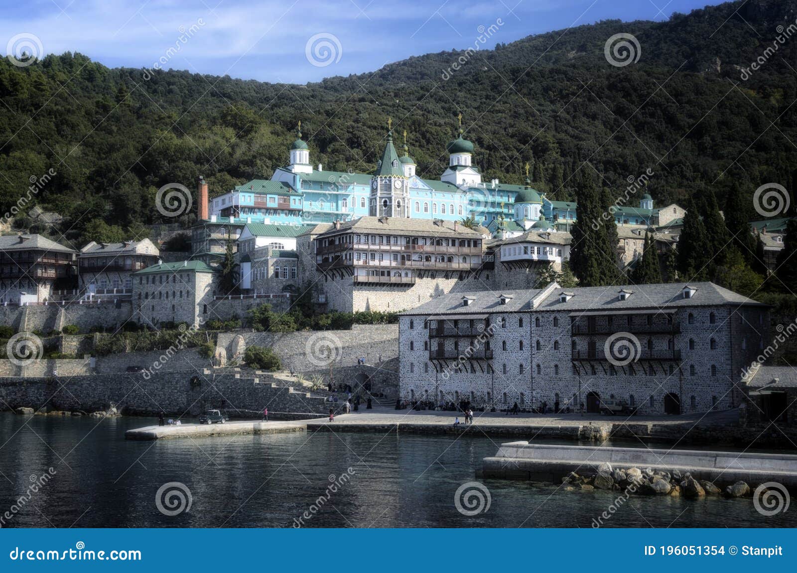 Panteleimon Monastery on the Holy Mount Athos. Stock Photo - Image of ...