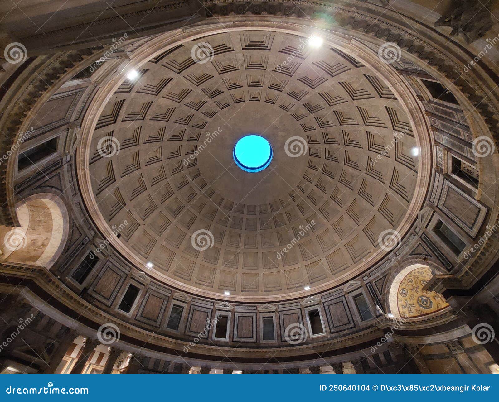 Pantheon Ceiling, Rome, Italy Stock Photo - Image of light, arch: 250640104