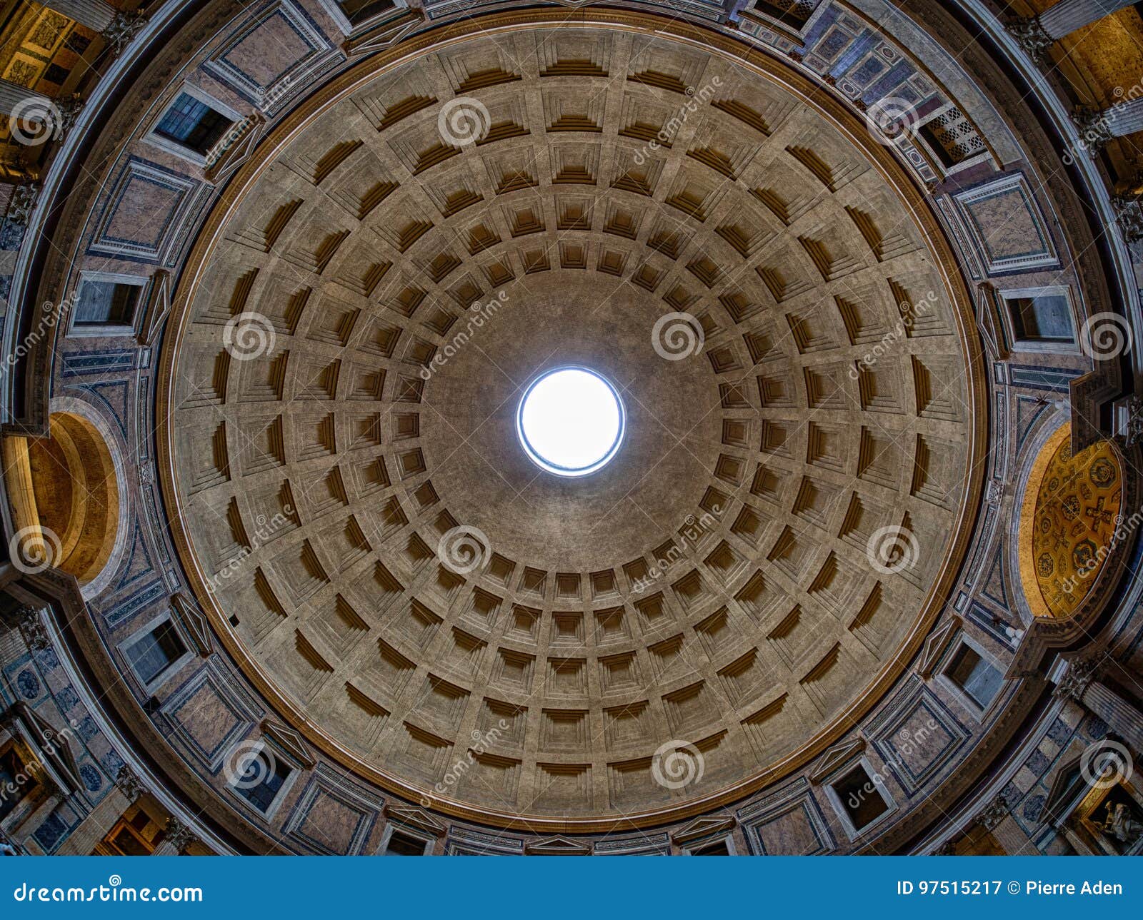 Pantheon Ceiling in Rome stock image. Image of landmark - 97515217
