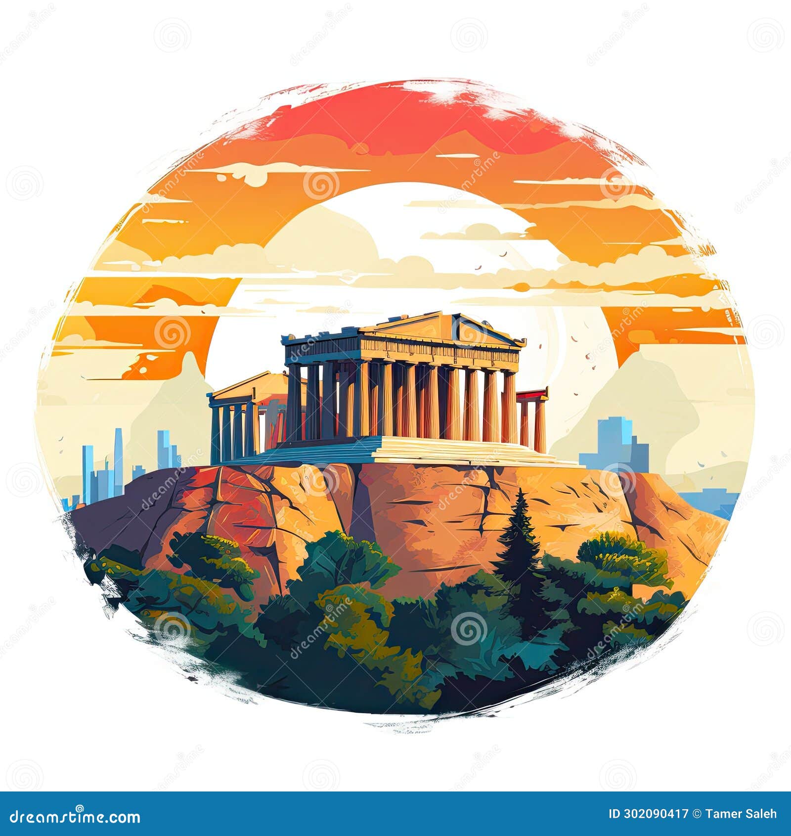Pantheon landmark vector stock illustration. Illustration of temple ...