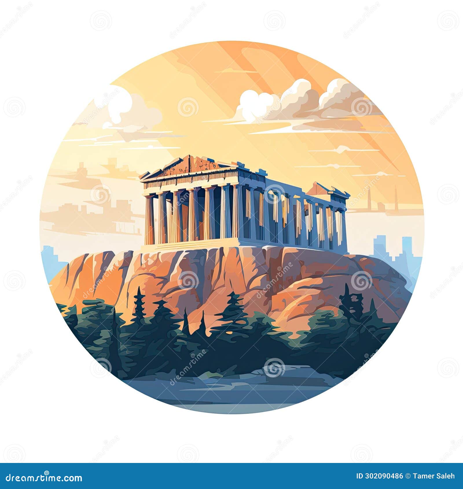 Pantheon landmark vector stock illustration. Illustration of building ...