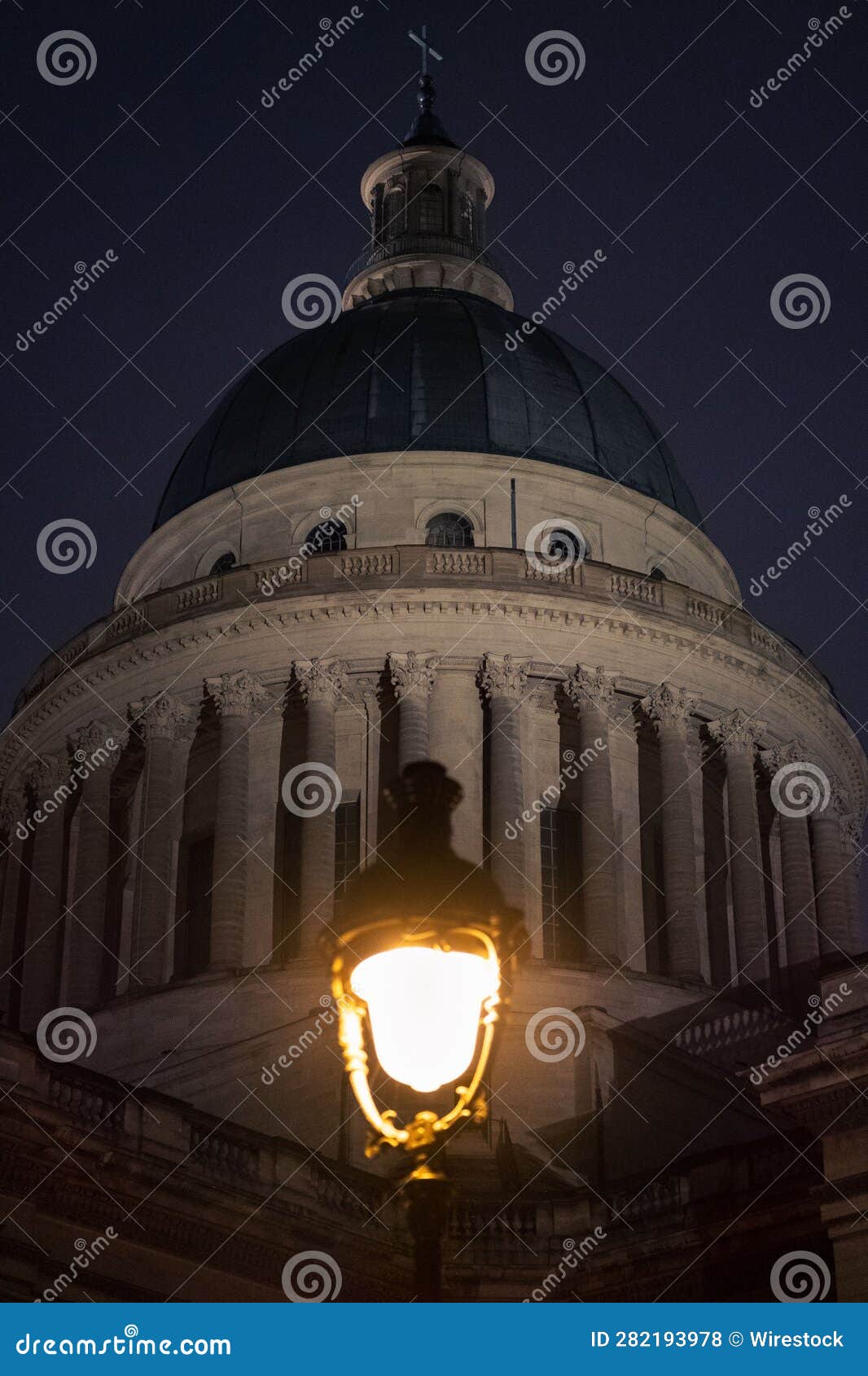 Pantheon on Light and with a Lamp Post in Front Stock Photo - Image of ...