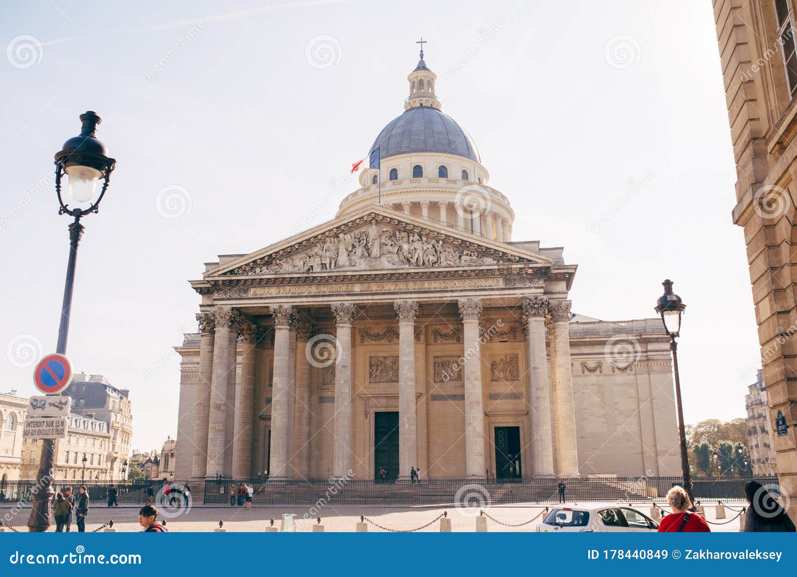 Pantheon Paris, View of the Central Facade Stock Image - Image of ...