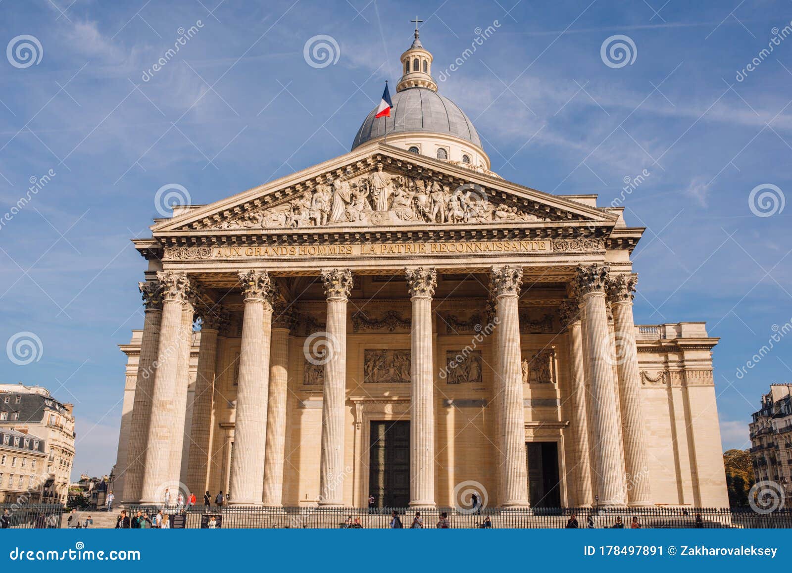 Pantheon Paris, View of the Central Facade Editorial Photo - Image of ...