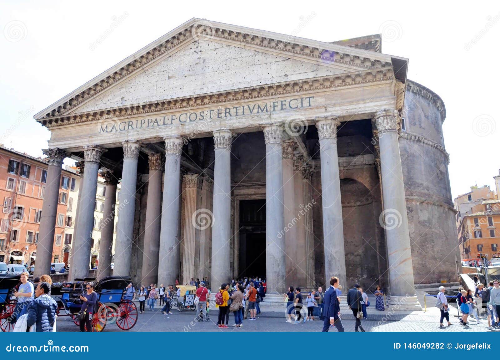 Pantheon In Rome, Italy. Front View Of Portico With Classical Columns ...