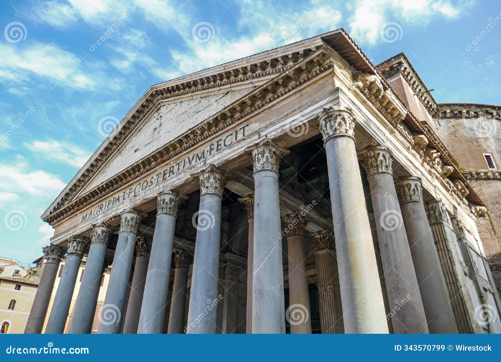 The Front of a Building with Columns and Several Pillars on Each Side ...