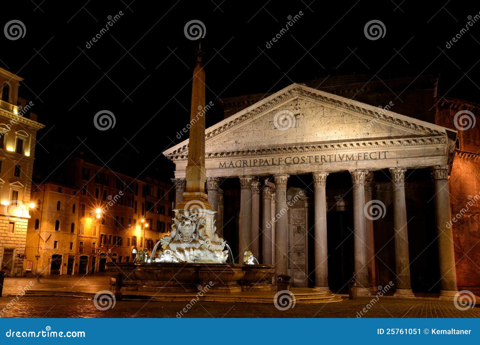 Pantheon, Rome at night stock image. Image of archeology - 25761051