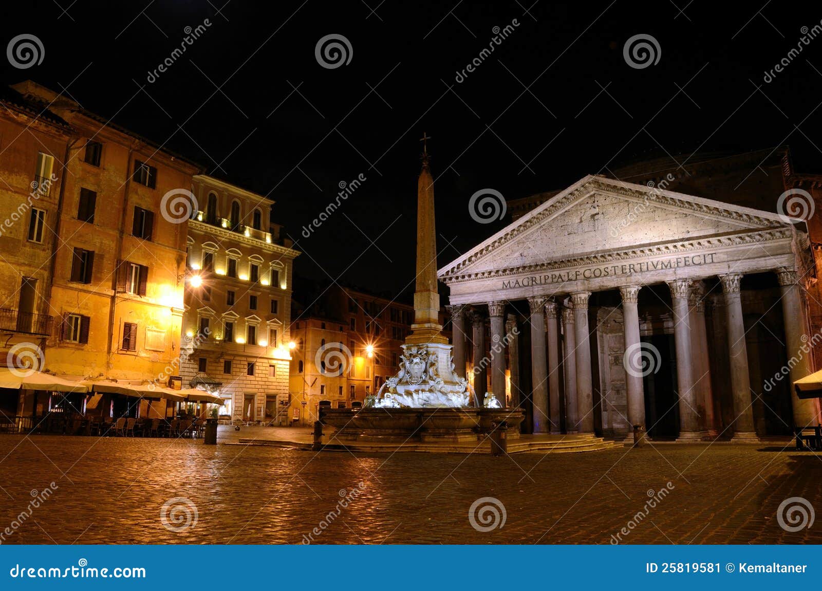 Pantheon, Rome at night stock image. Image of ancient - 25819581