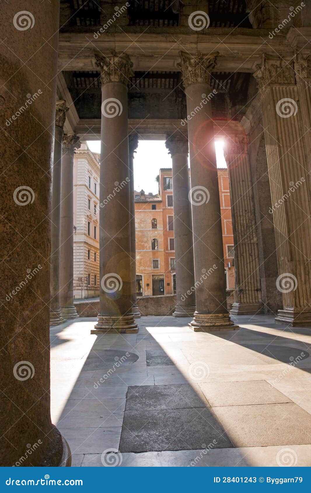 Pantheon with sun rays stock image. Image of ancient - 28401243