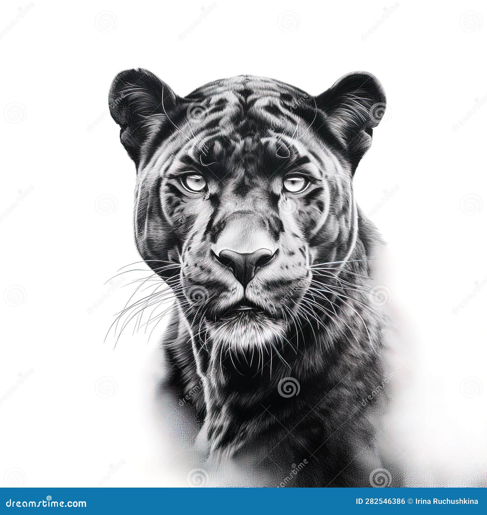 Panther. an Artistic, Schematic Black-and-white Portrait of a Panther ...