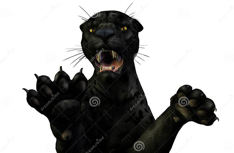 Panther Attacks - Clipping Path Included Stock Illustration ...