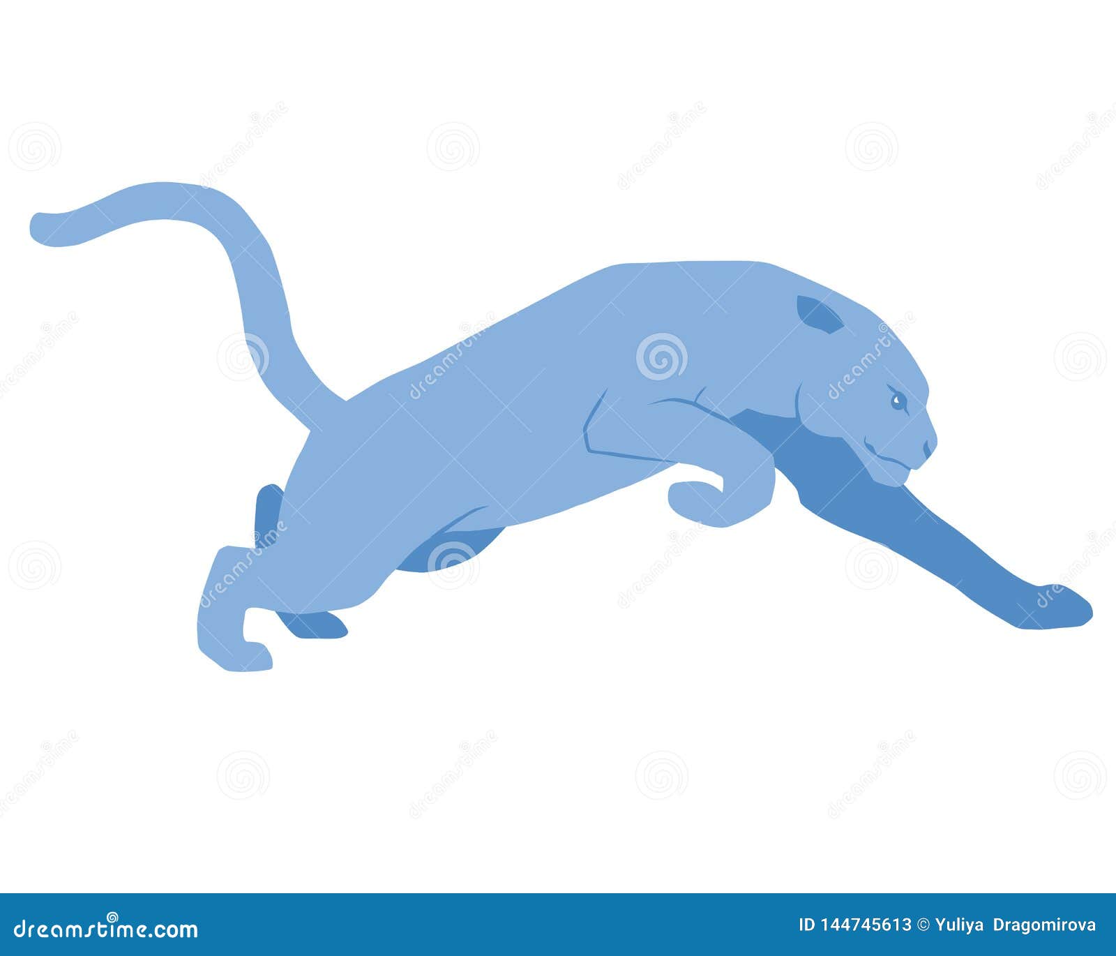 Blue panther, running stock illustration. Illustration of panther ...