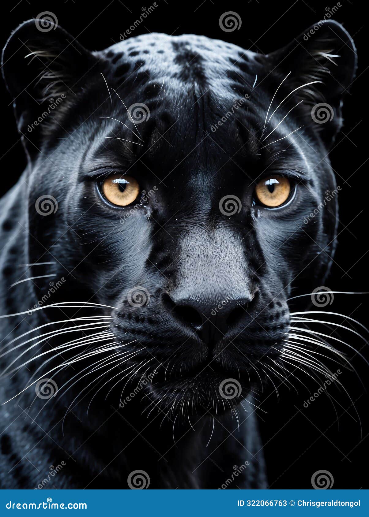 Panther Closeup Face Portrait on Black Ai Generated Stock Illustration ...