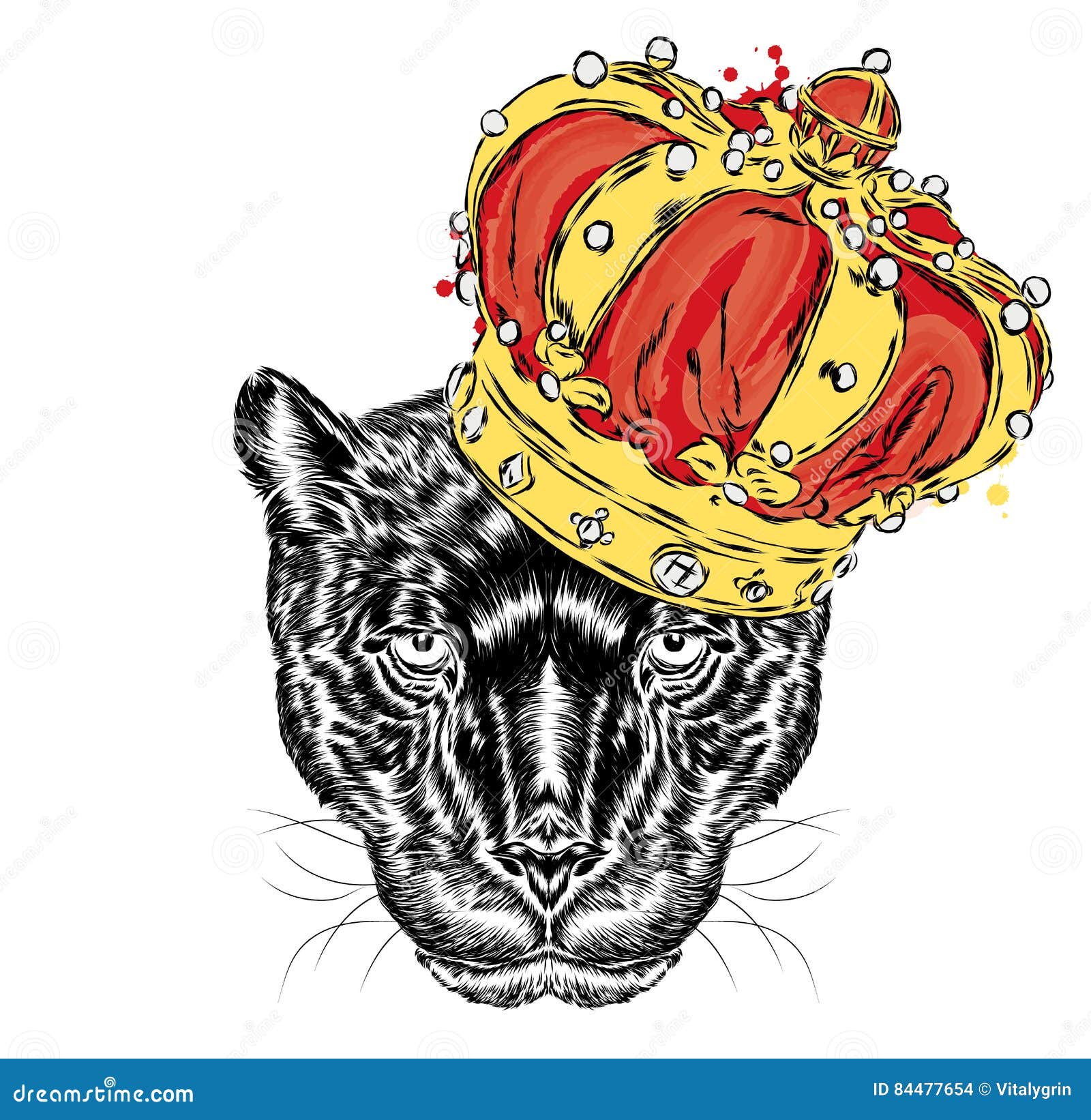 Panther And Crown Sitting On The Trunk With Colors And Pop Art ...