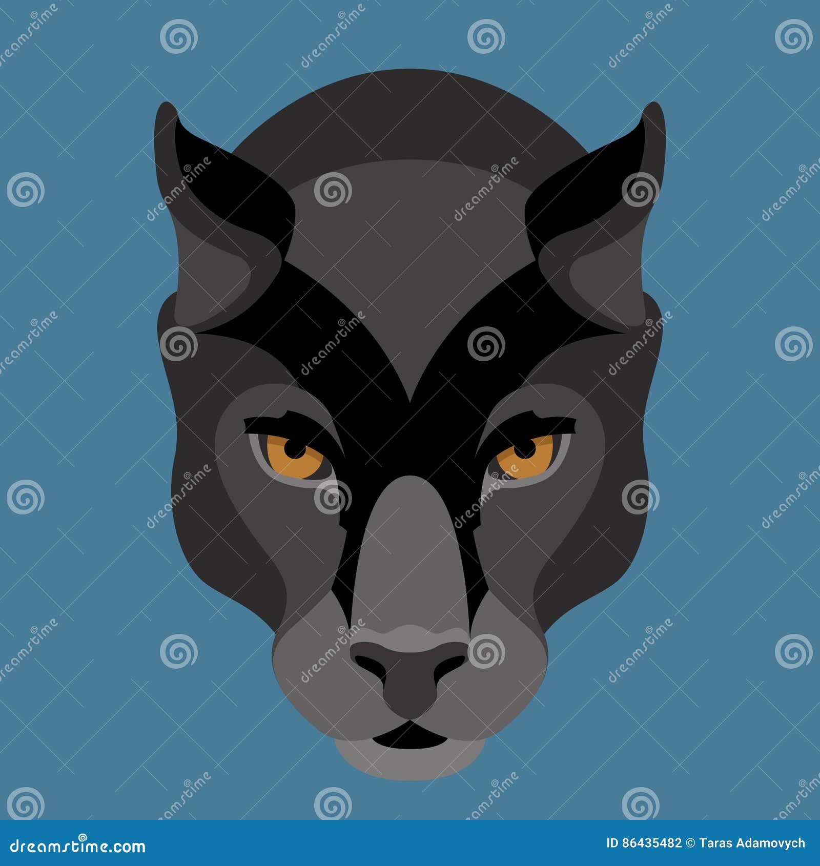 Panther Face Vector Illustration Style Flat Stock Vector - Illustration ...