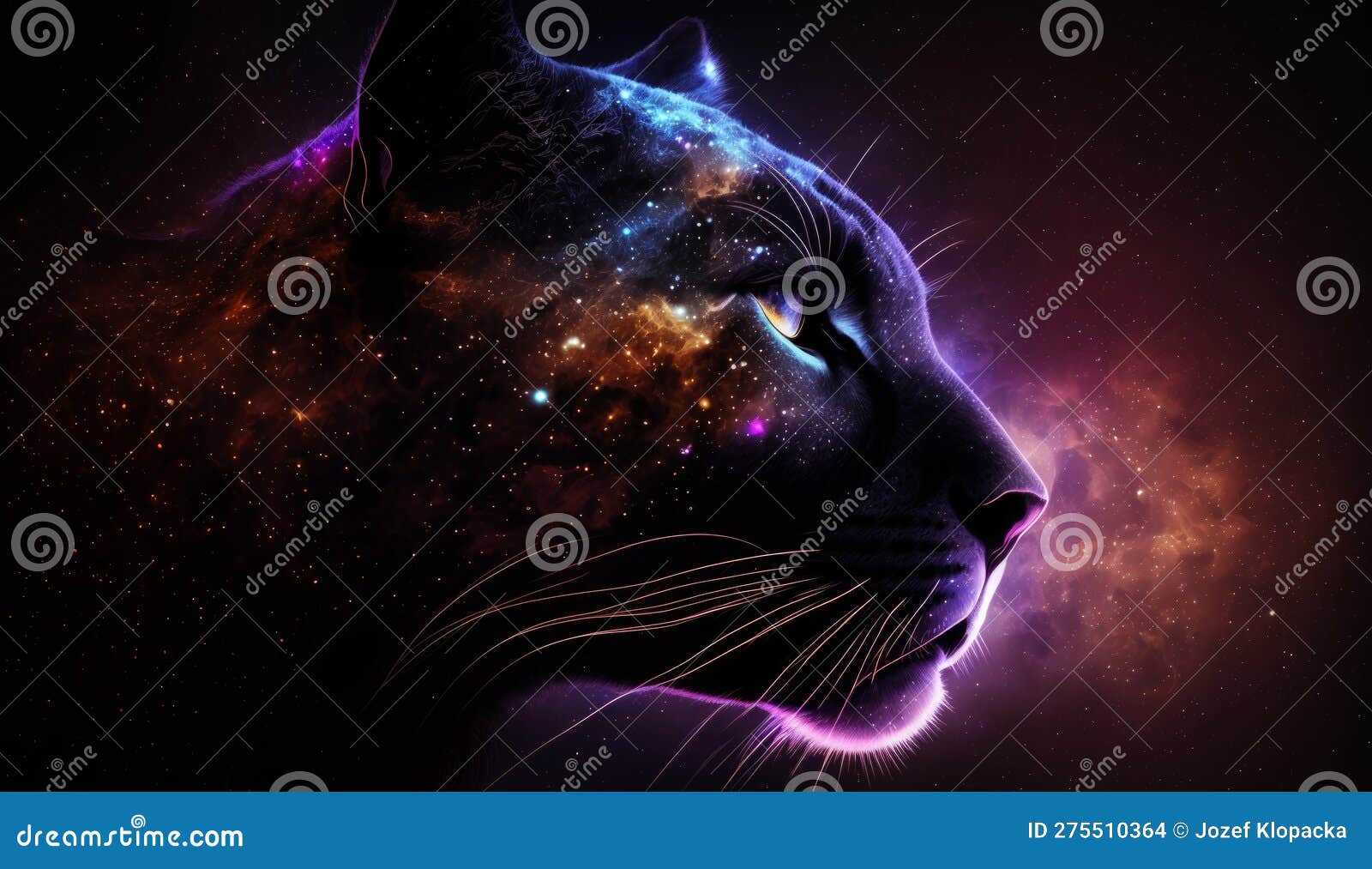 Panther in Fire Cosmic Space. Gnerative Ai. Stock Illustration ...