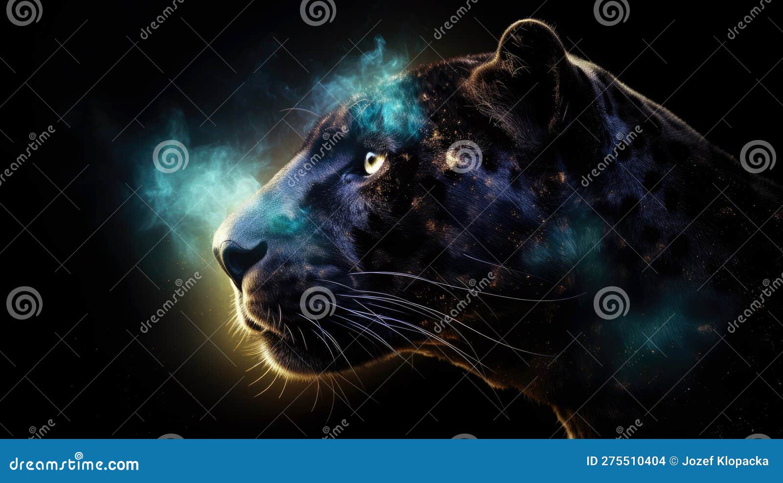 Panther in Fire Cosmic Space. Gnerative Ai. Stock Illustration ...