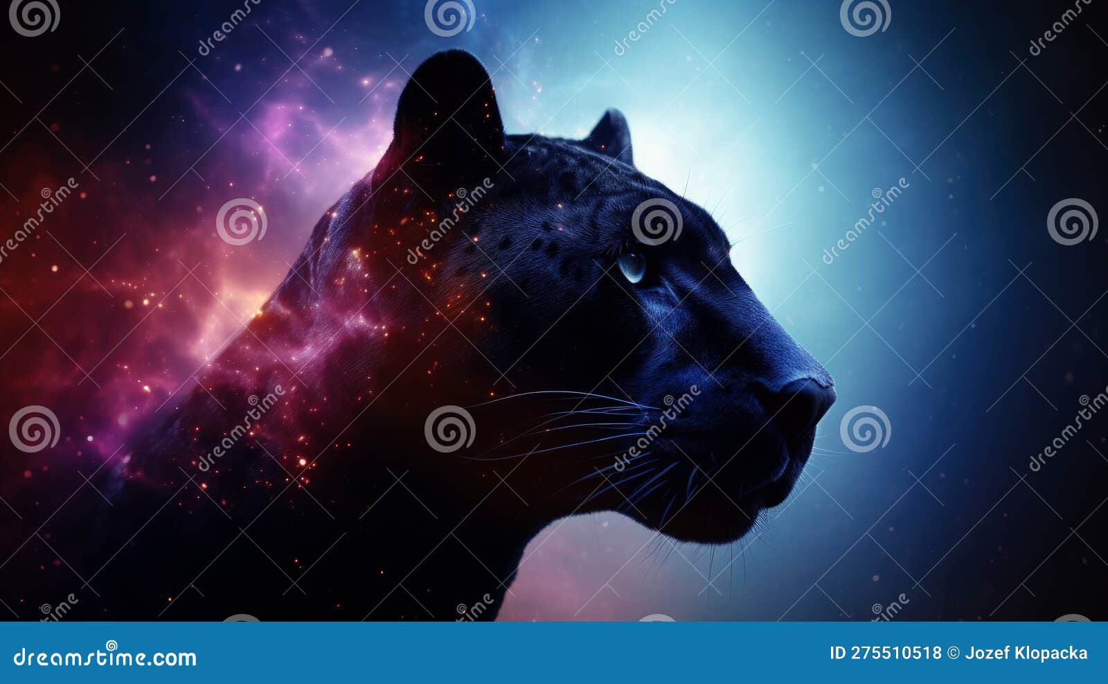 Panther in Fire Cosmic Space. Gnerative Ai. Stock Illustration ...