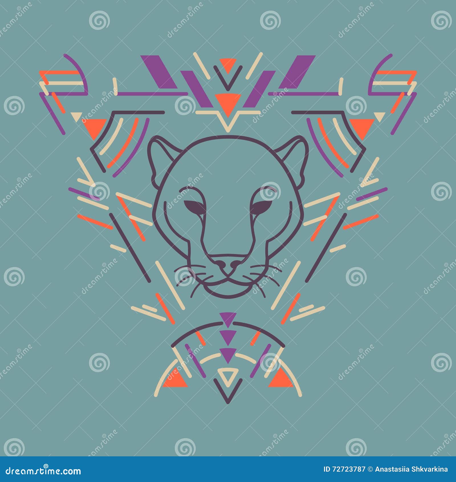 Panther head in frame stock vector. Illustration of mammals - 72723787