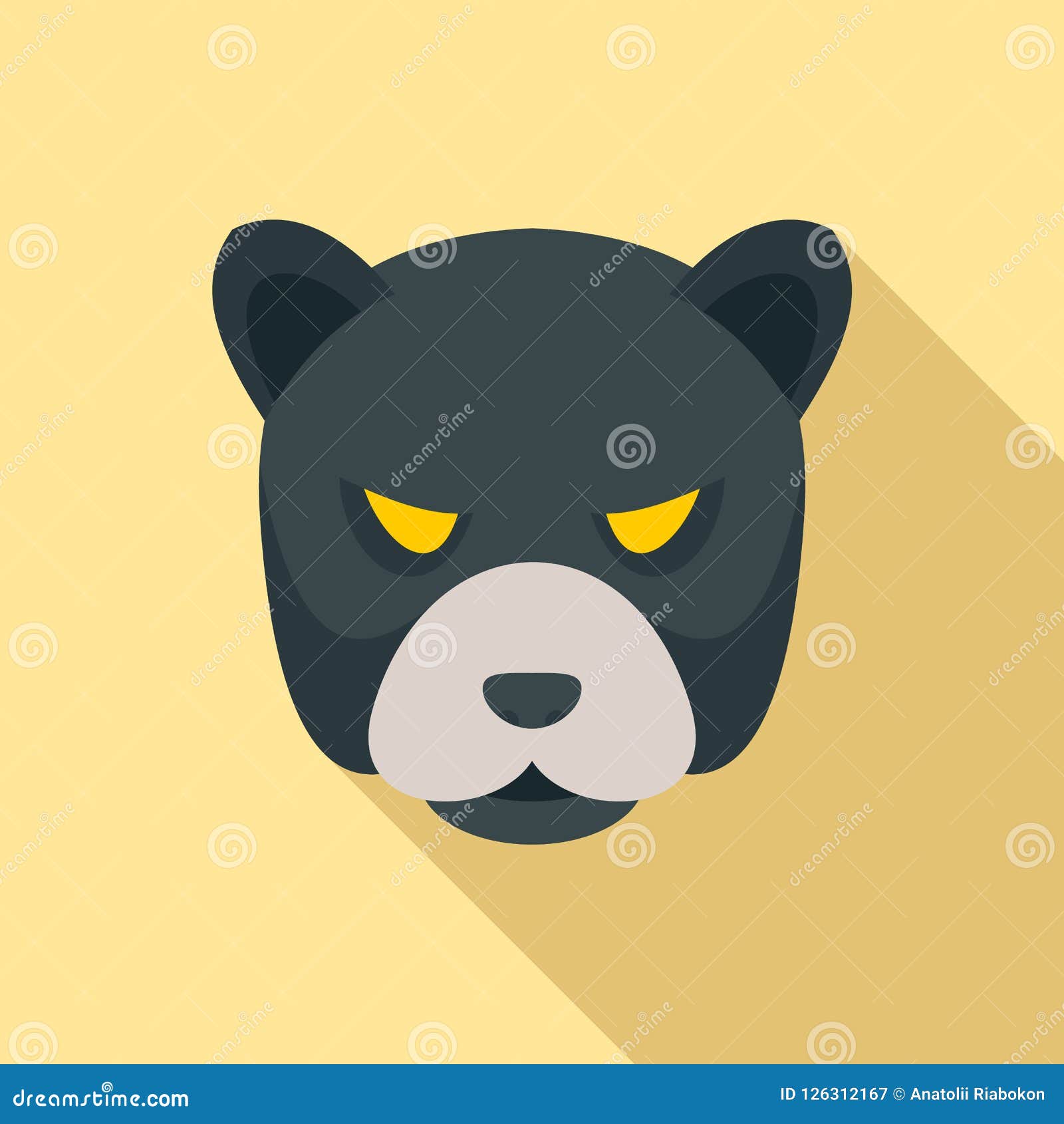Panther Head Icon, Flat Style Stock Vector - Illustration of badges ...