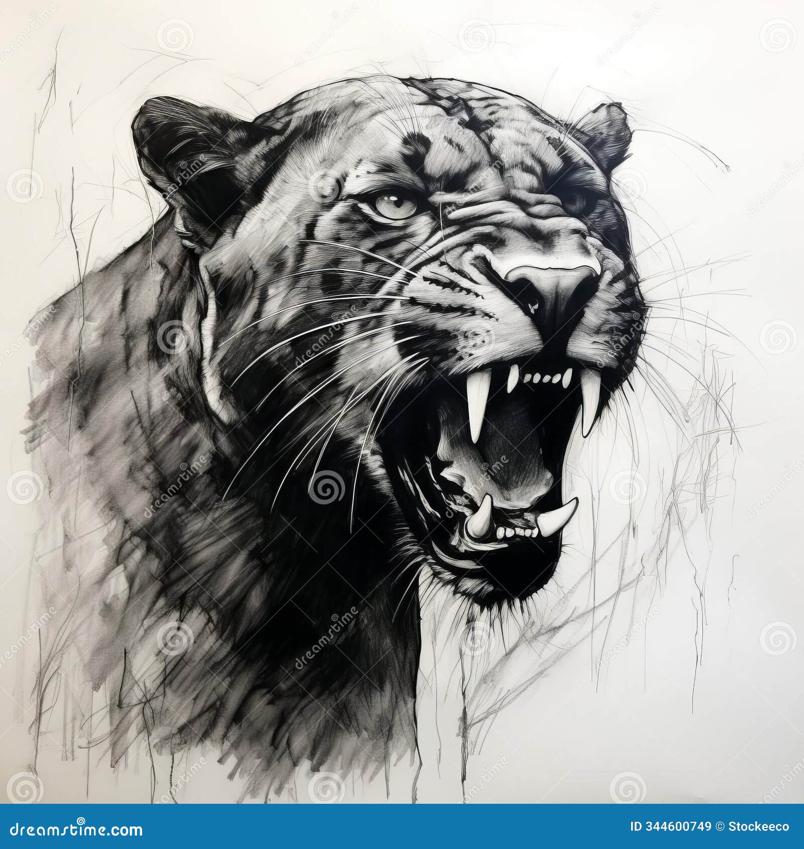 Creating a Rough Panther Pencil Sketch with Scribbles Effect Stock ...