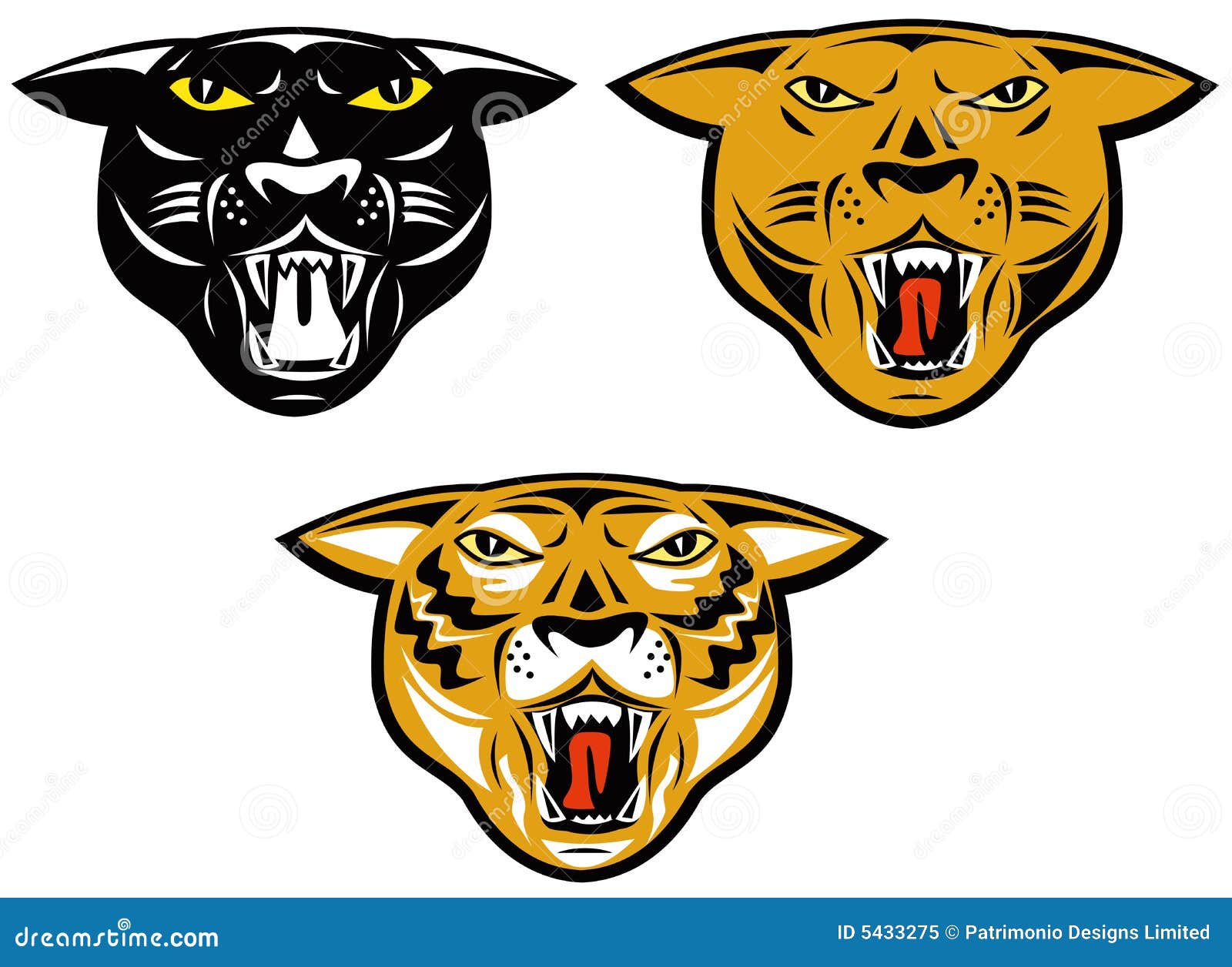 Panther,tiger and Puma Heads Stock Vector - Illustration of jaguar ...