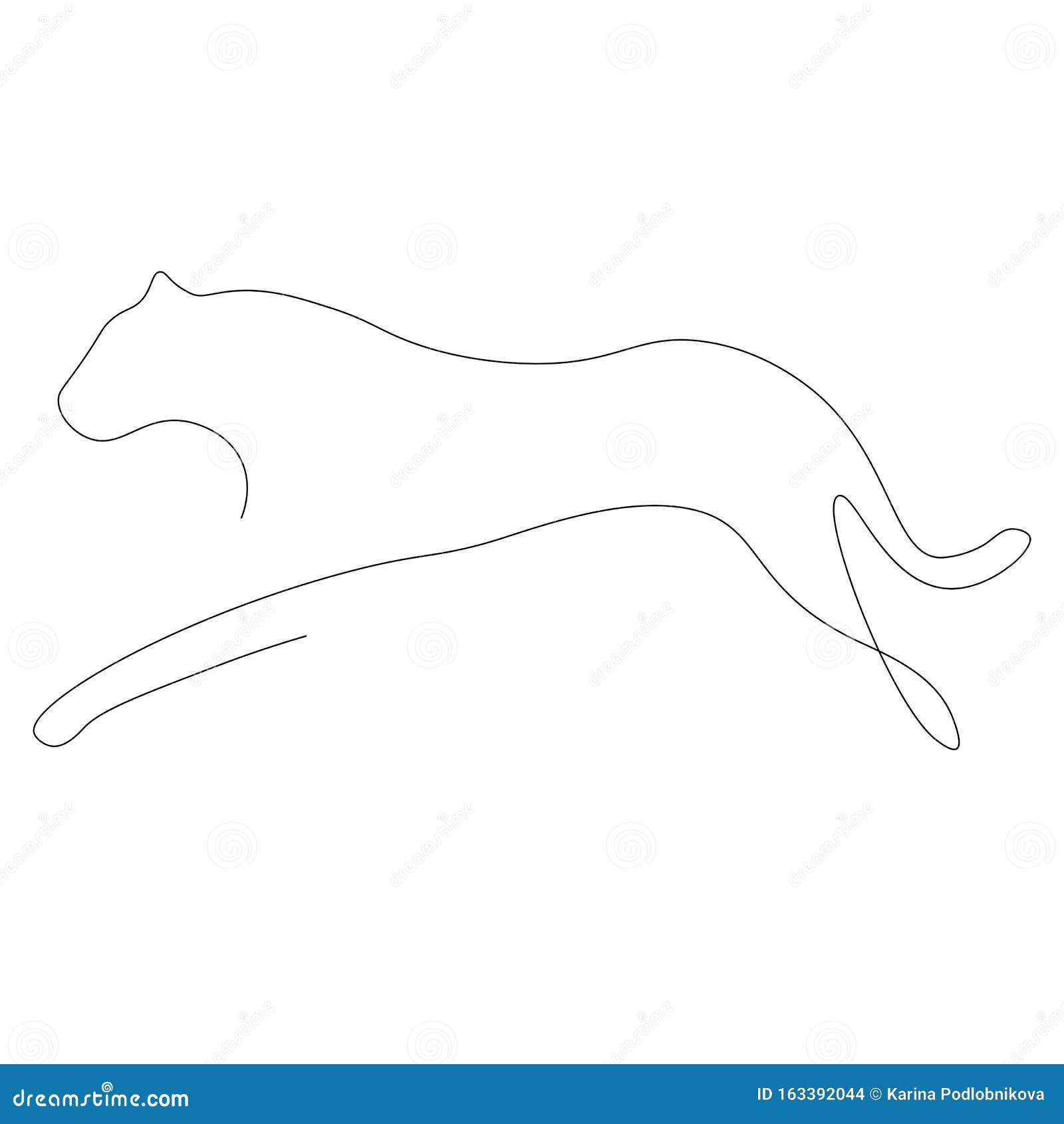 Panthera Leopard Run Continuous Line Drawing Logo Vector ...