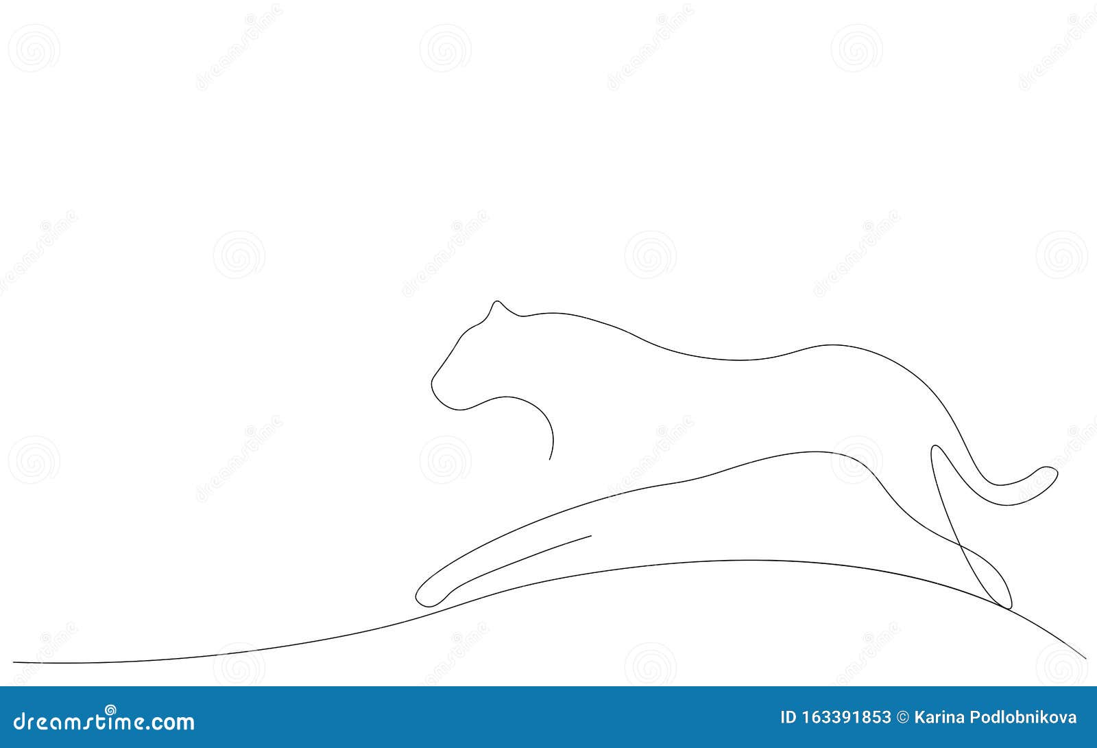 Panthera Leopard Running Continuous Line Drawing Logo Vector ...