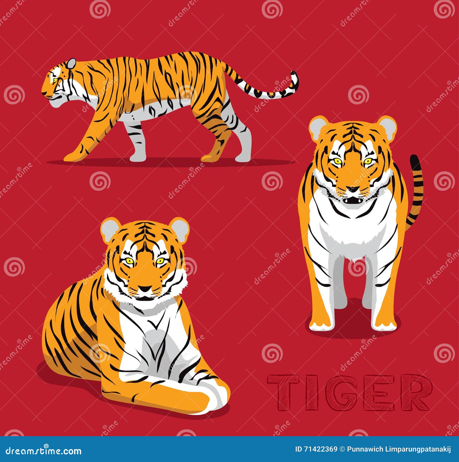 Panthera Tiger Cartoon Vector Illustration Stock Vector - Illustration ...